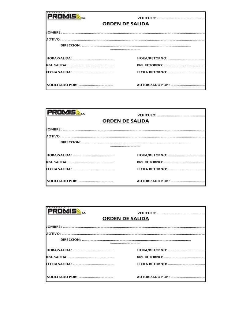 Orden de Salida | PDF