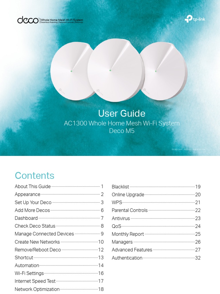 User Guide: AC1300 Whole Home Mesh Wi-Fi System Deco M5 | PDF | Radio ...