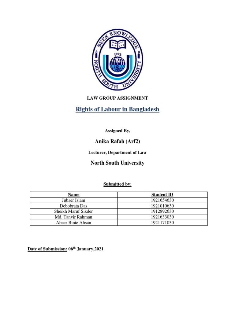 LAW200.4 Group Assignment | PDF | Labour Economics | Employment