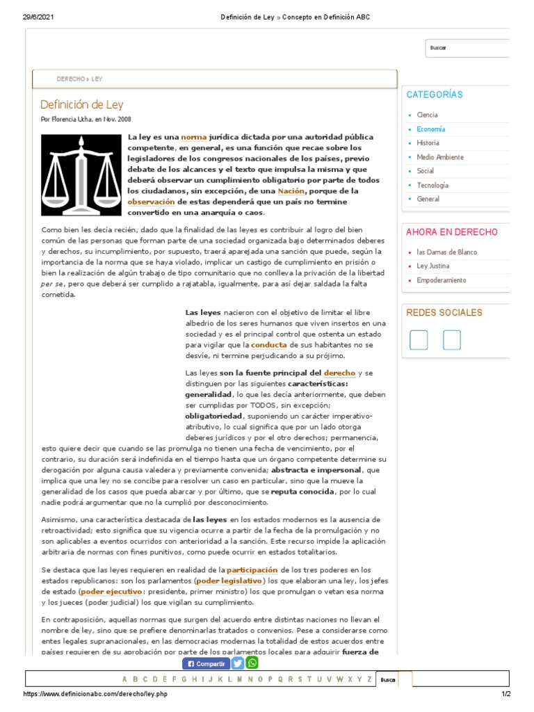 Definición de Ley Concepto en Definición ABC | PDF | Legislación ...