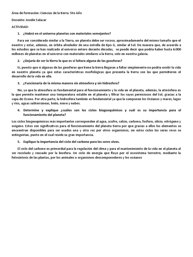 Ciencias de La Tierra - 5to Año | PDF