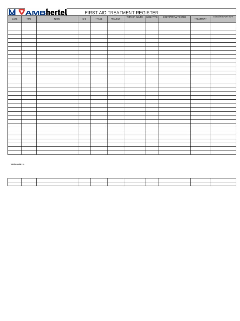 First Aid Register | PDF