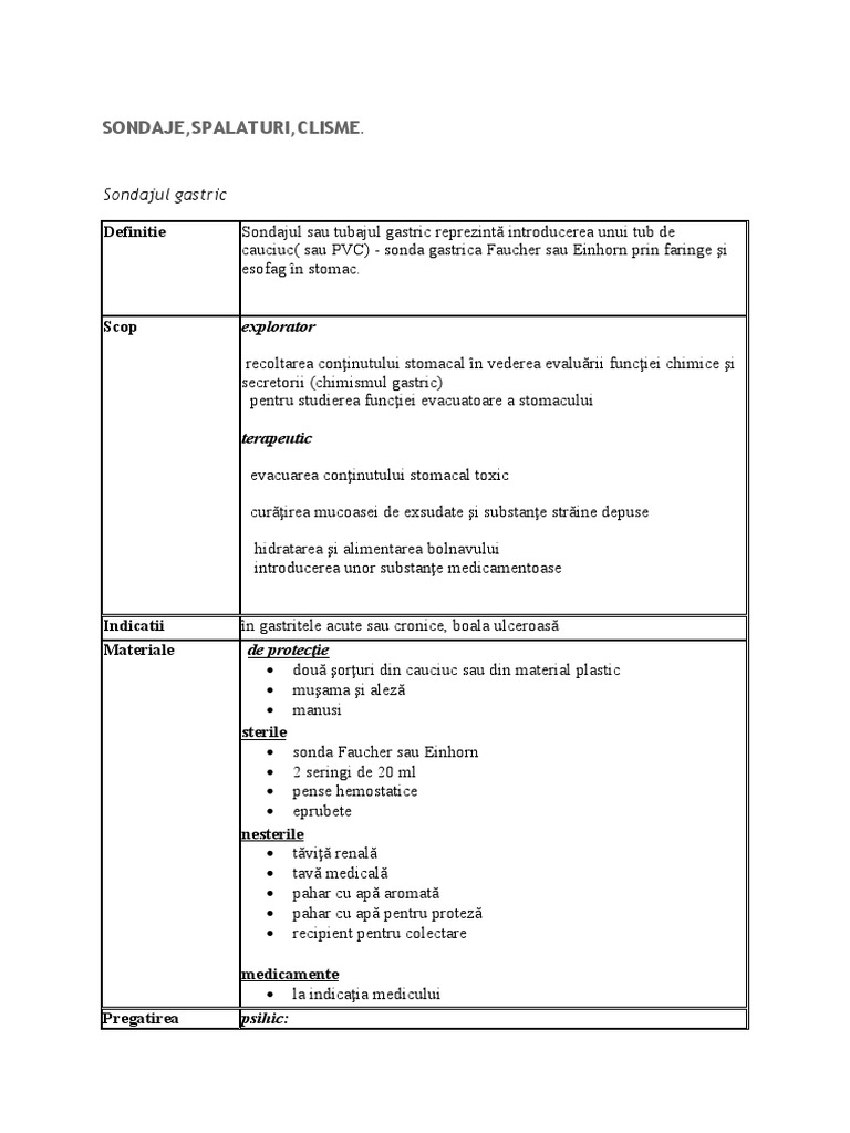 5.sondaje Spalaturi Clisme | PDF