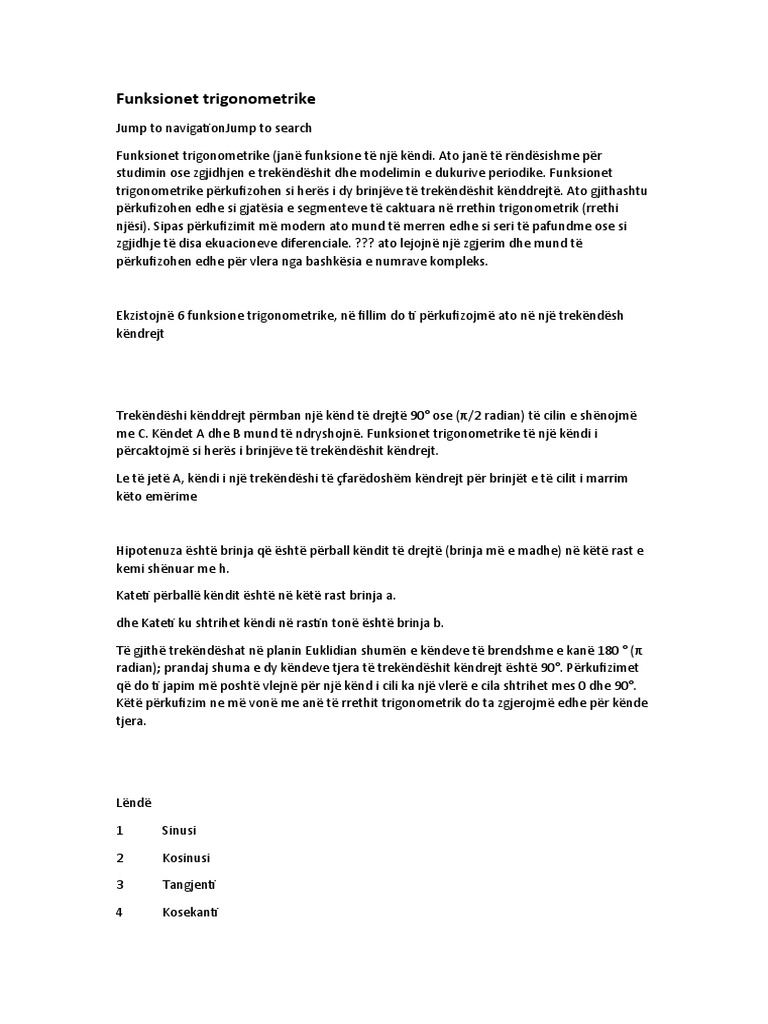 Funksionet Trigonomike | PDF