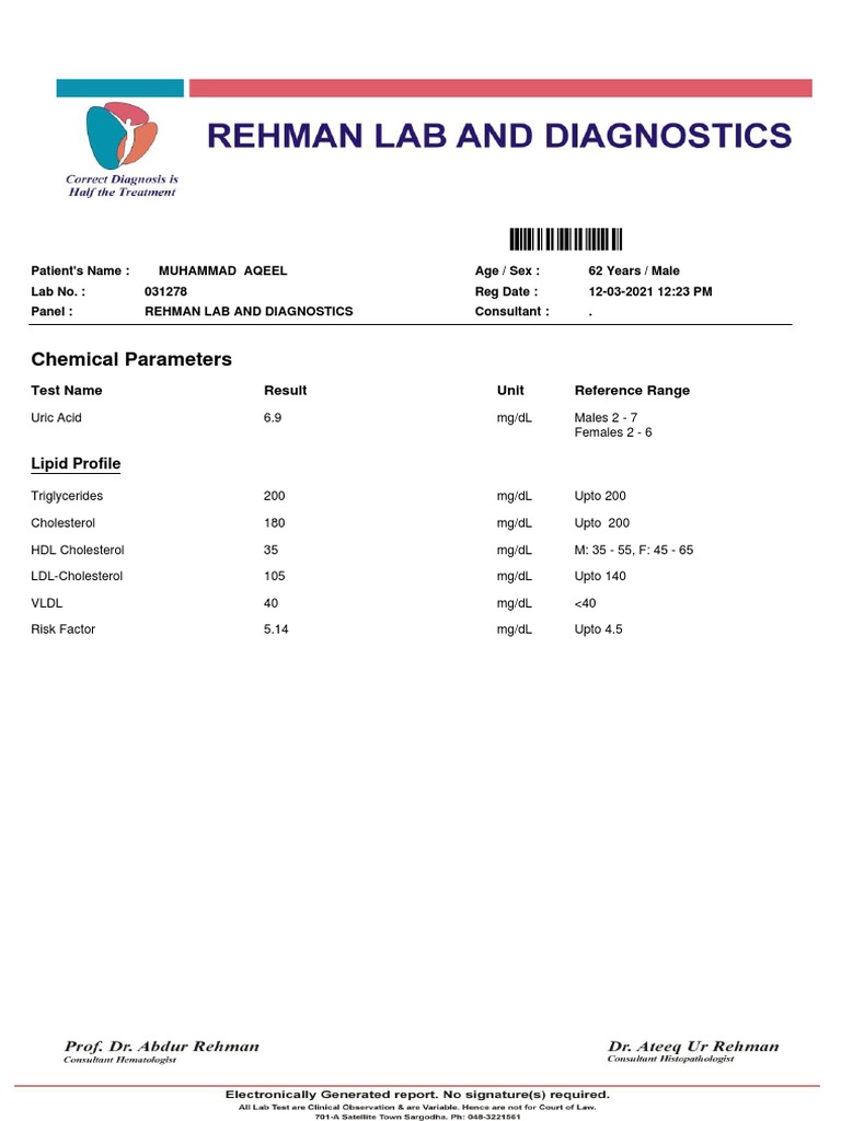 Chemical Parameters: Lipid Profile | PDF | Cholesterol | Low Density ...