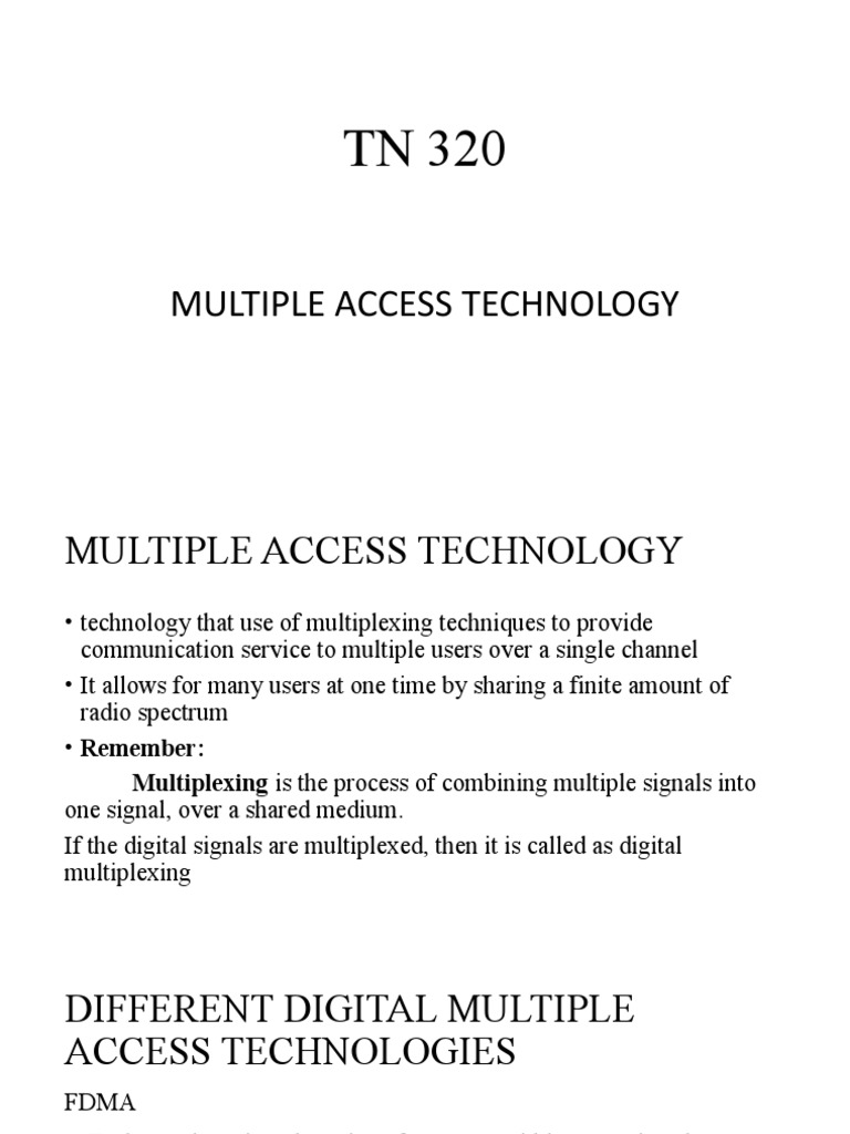 Multiple Access Technology | PDF | Channel Access Method | Multiplexing