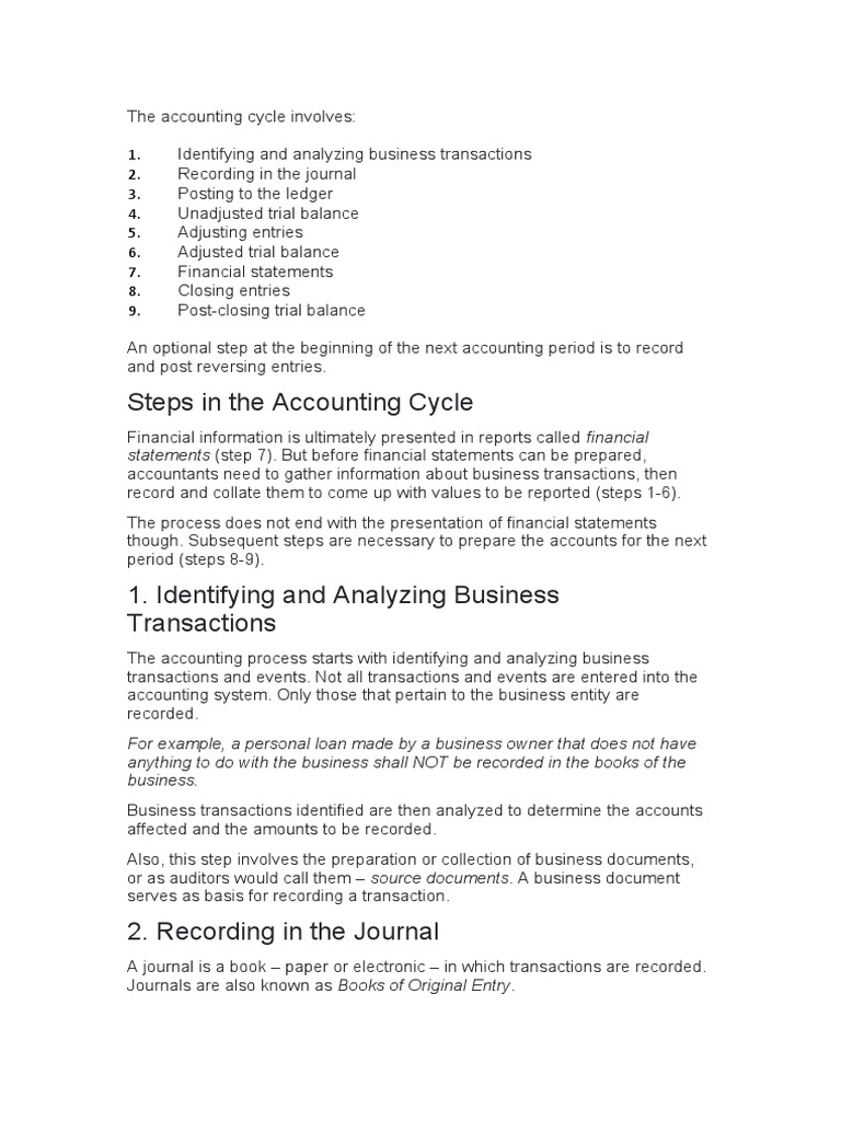 The Accounting Cycle | PDF | Debits And Credits | Financial Economics