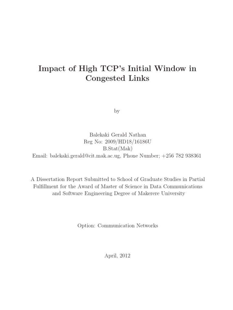 Analysis of the Impact of High Initial TCP Window Sizes in Congested Network Links | PDF ...