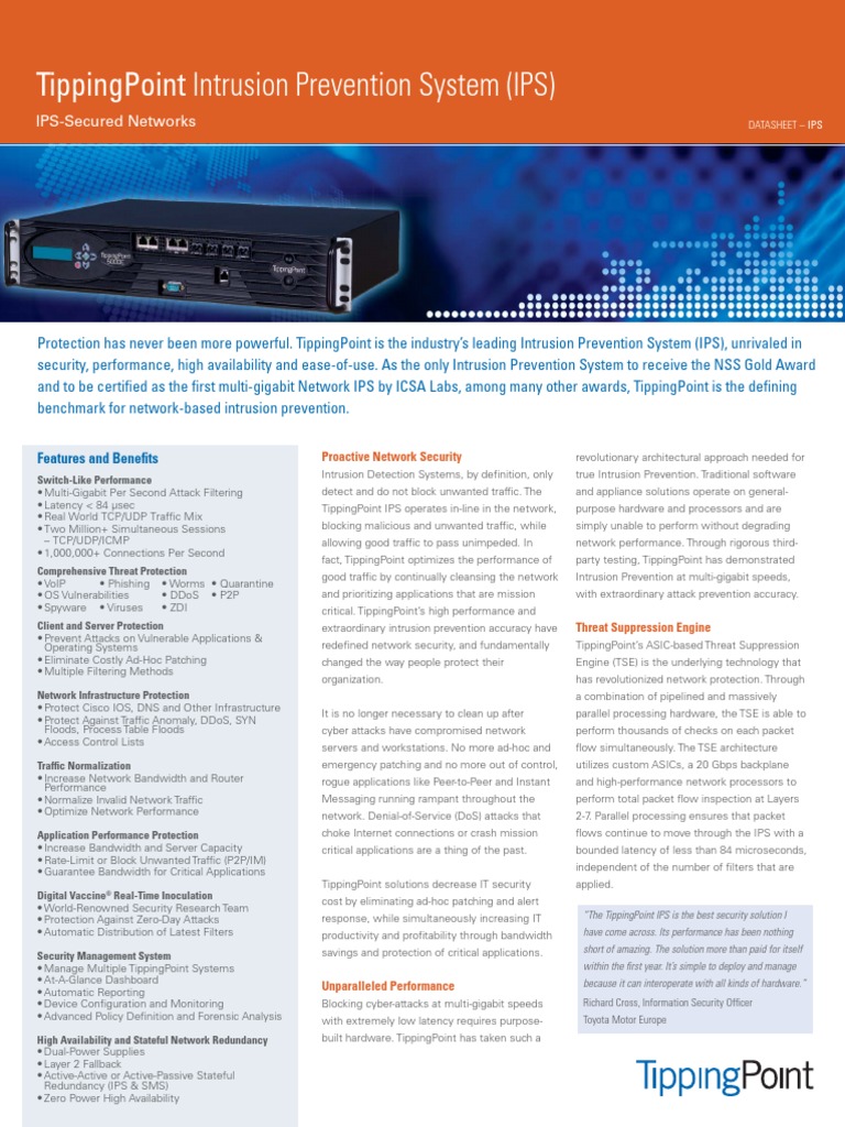 Tippingpoint Intrusion Prevention System (Ips) | PDF | Denial Of ...