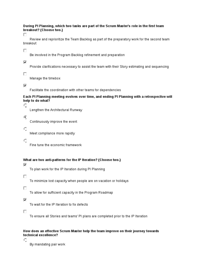 Scrum Master Roles in PI Planning Tasks | PDF | Scrum (Software ...