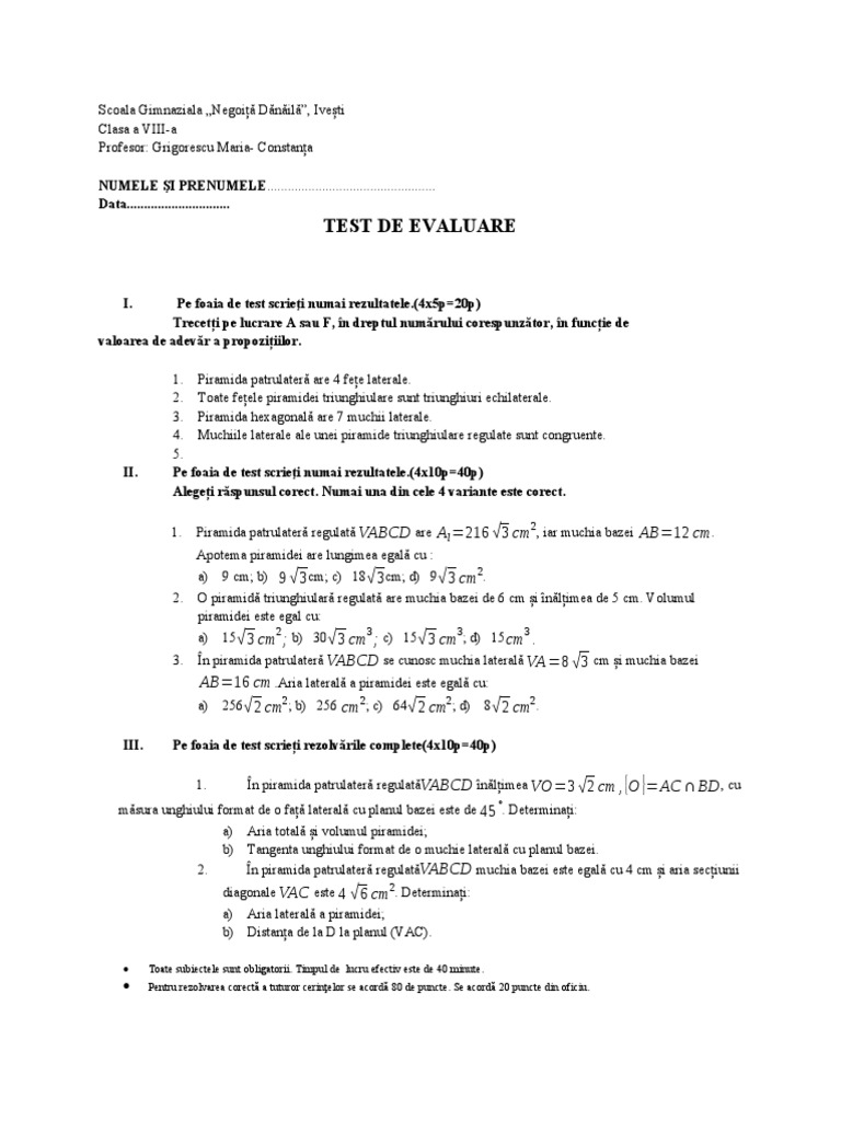Test Piramida A8a | PDF