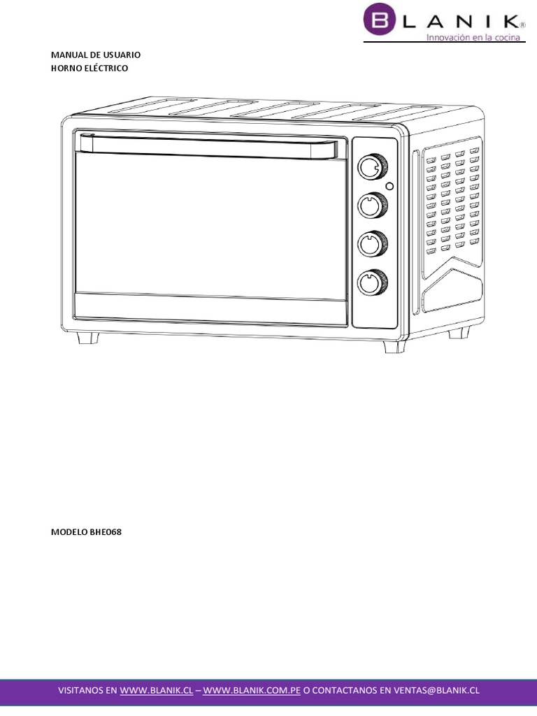 Manual de Usuario Horno 68lt | PDF | Reciclaje | Enchufes y tomas de corriente alterna
