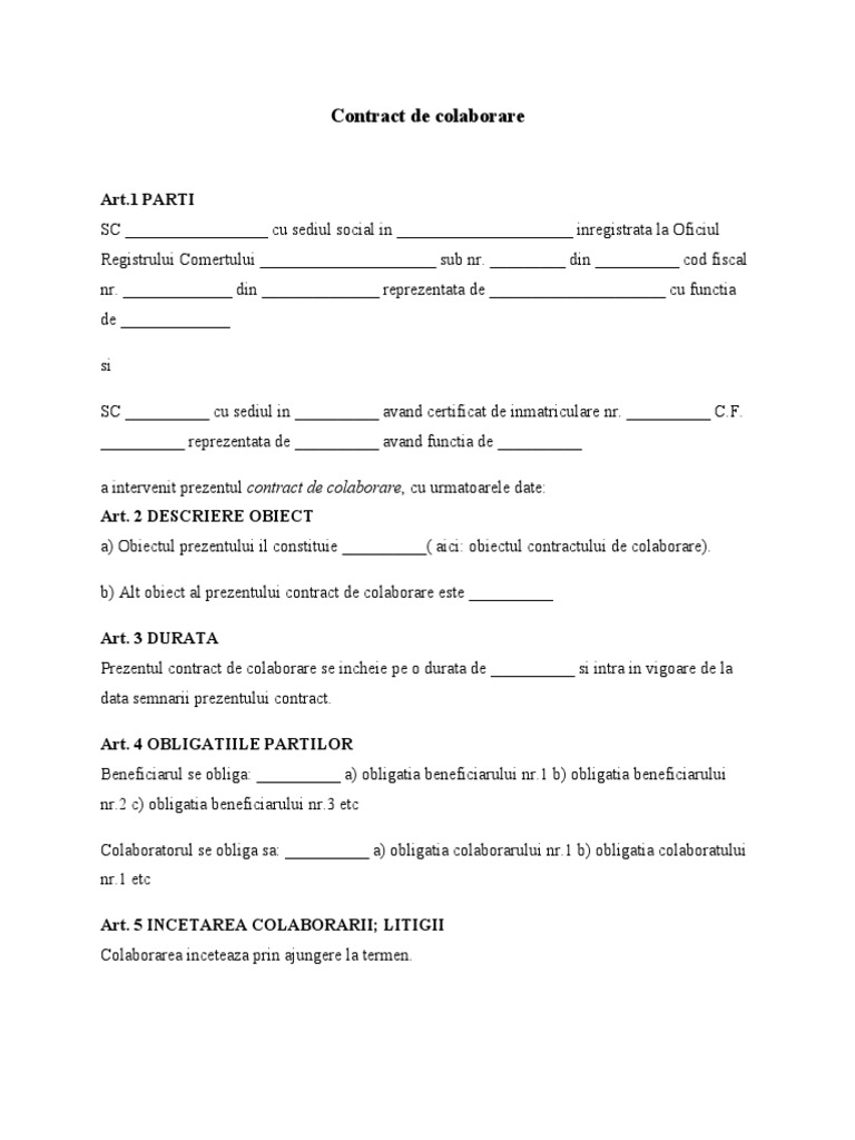 Contract de Colaborare | PDF