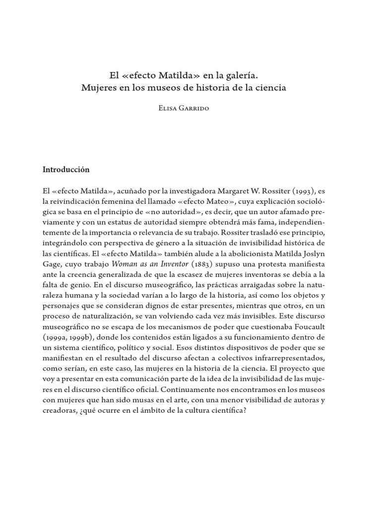 GARRIDO Elisa El Efecto Matilda en La Ga | PDF | Museo | Science