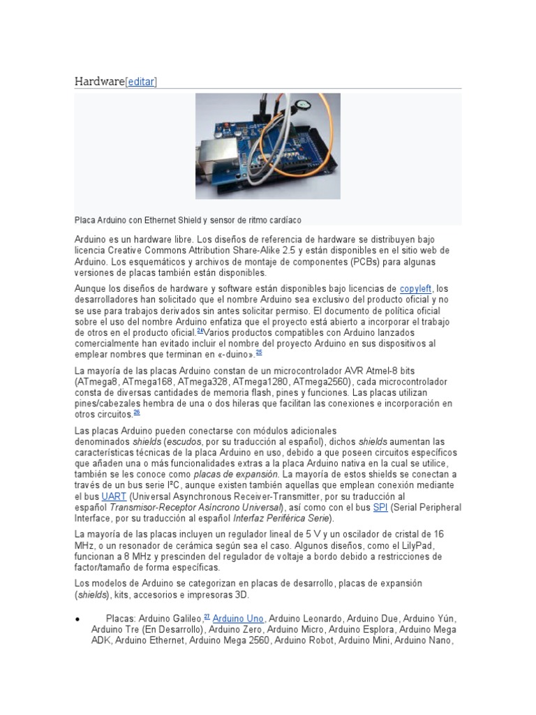 Plataforma abierta Arduino: hardware, shields y aplicaciones | PDF | Arduino | Ingeniería ...