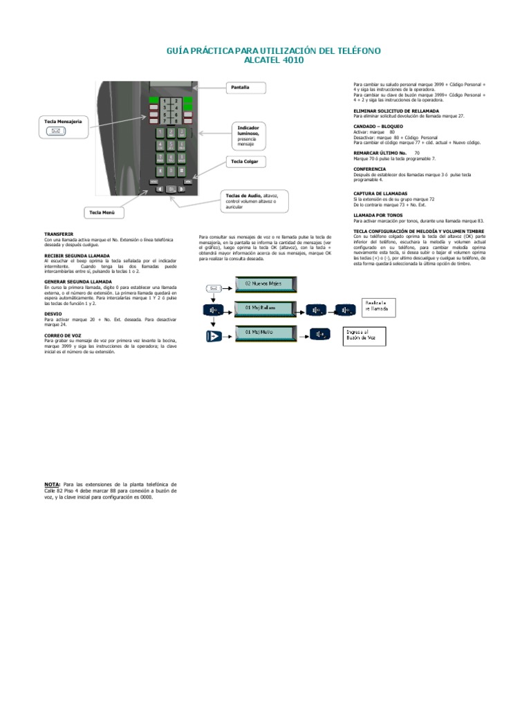 Instrucciones Teléfono Alcatel 4010 | PDF | Teléfono | Mensaje de voz