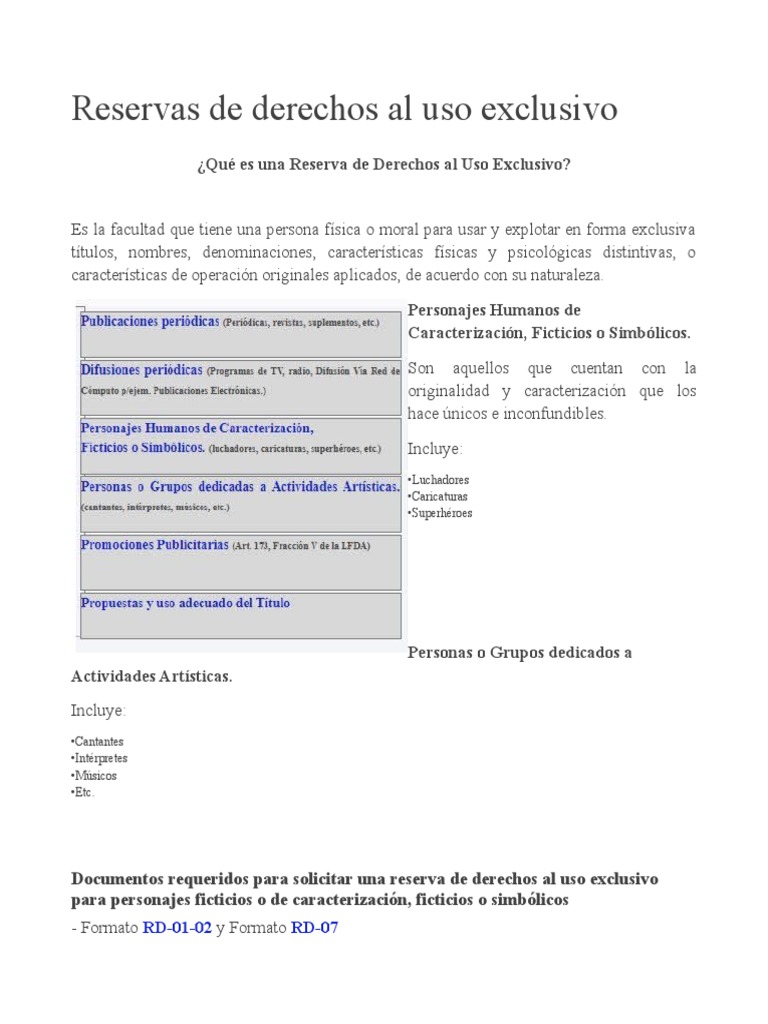 Reservas de Derechos Al Uso Exclusivo | PDF | Business