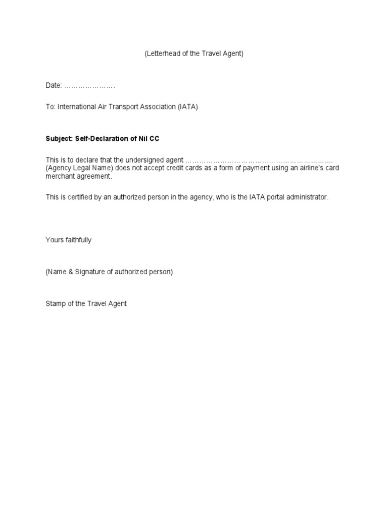 Self-Declaration of Nil CC - NEW | PDF