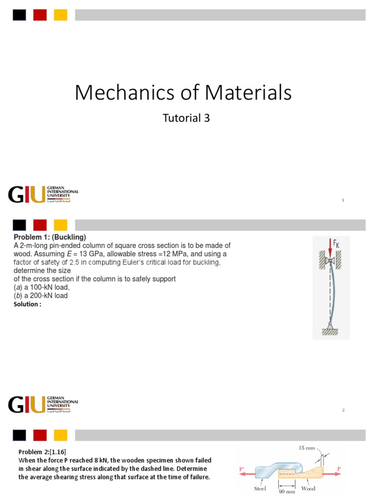 Mechanics of Materials: Tutorial 3 | PDF
