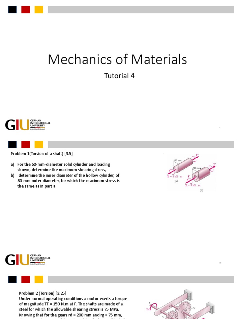 Mechanics of Materials: Tutorial 4 | PDF
