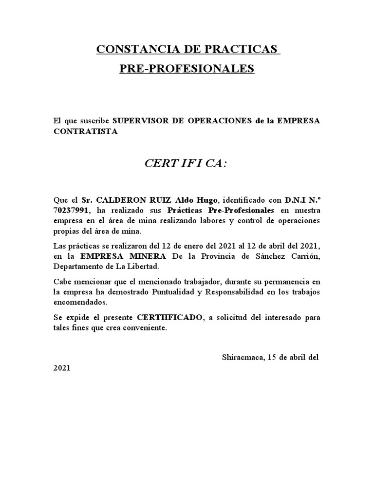 Constancia de Practicas | PDF