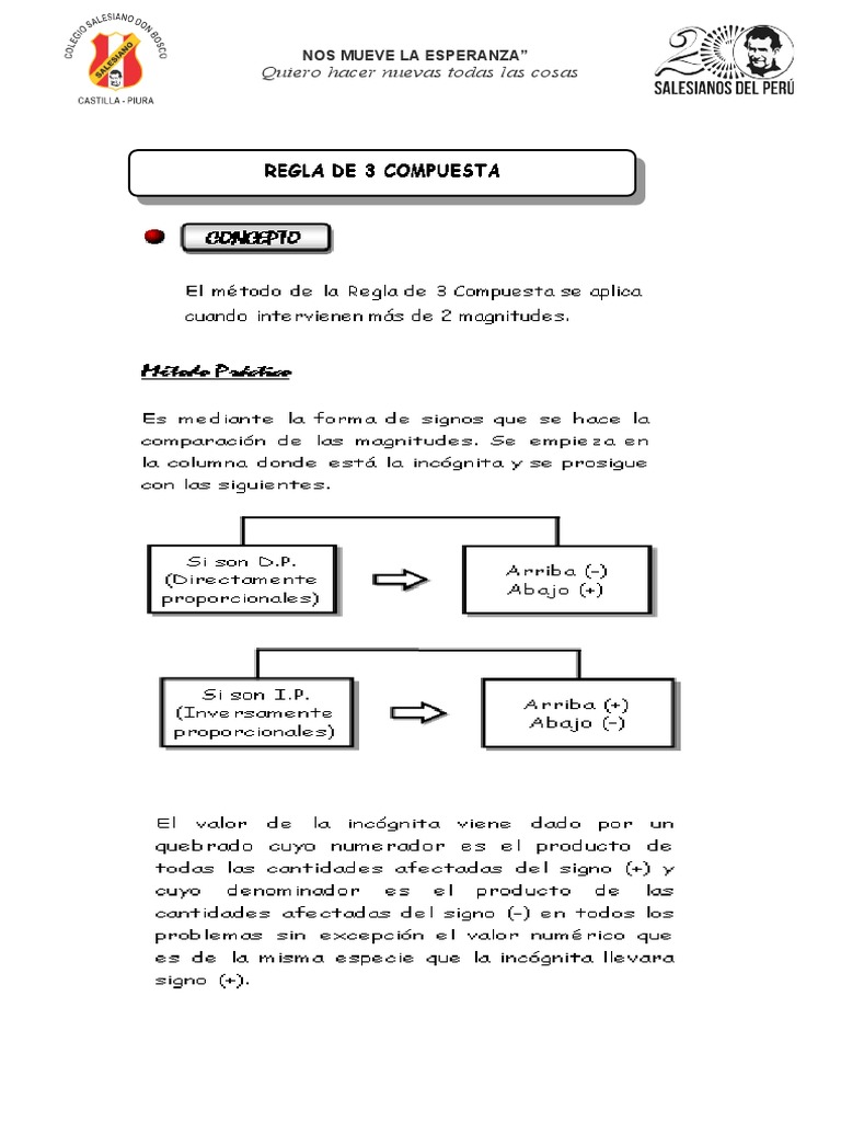 REGLA DE TRES COMPUESTA - 1ro SEC. Raz. Mat | PDF