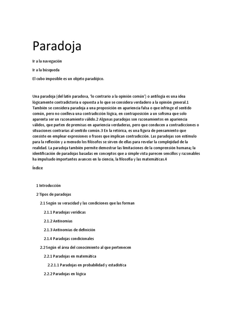 Paradoja | PDF | Paradoja | Lógica