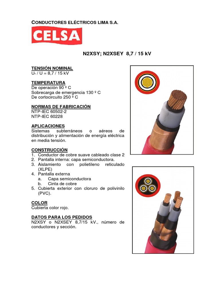 Catalogo Cable N2xsy | PDF | Ingeniería de Edificación | Materiales