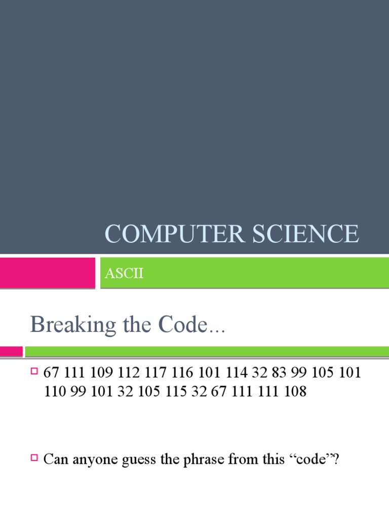 Computer Science: Ascii | PDF | Ascii | Character Encoding