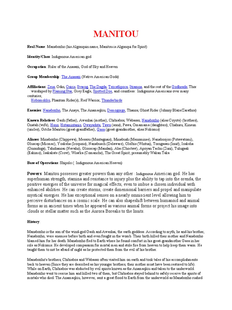 MANITOU | PDF | Mythology
