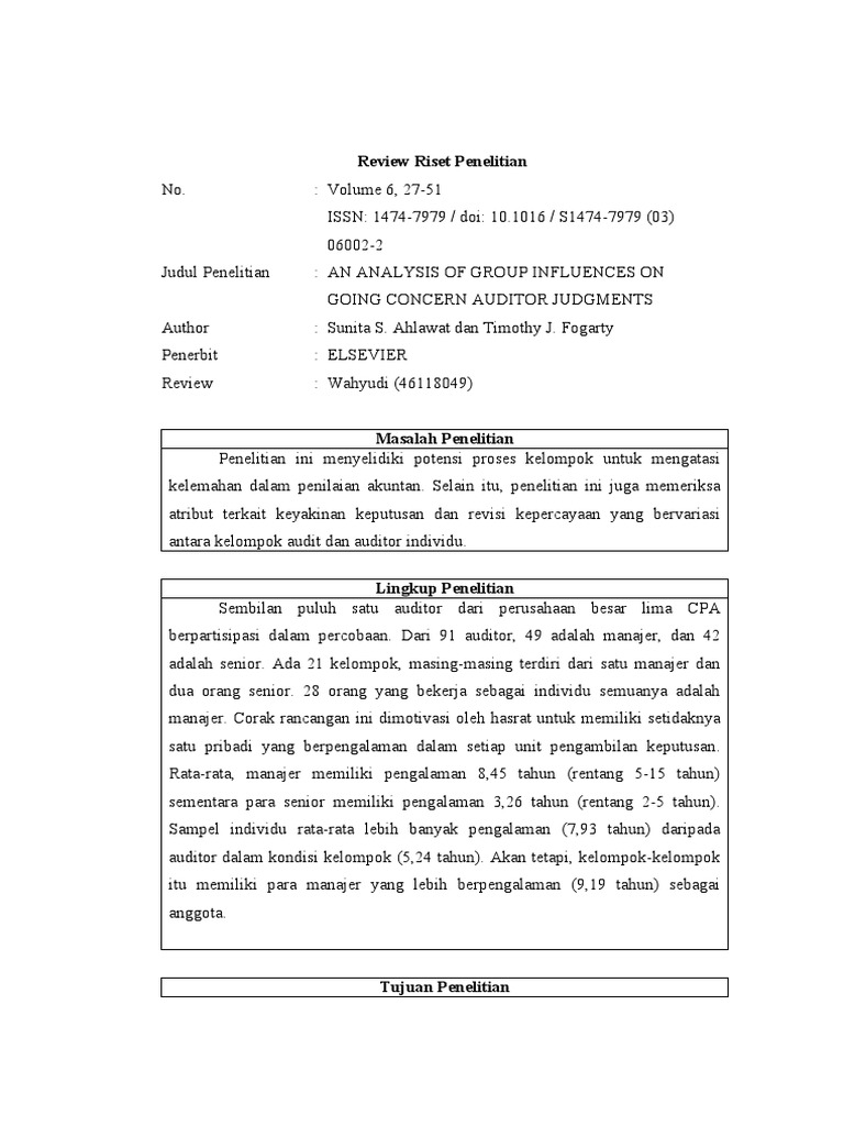 Contoh Review Riset Penelitian | PDF