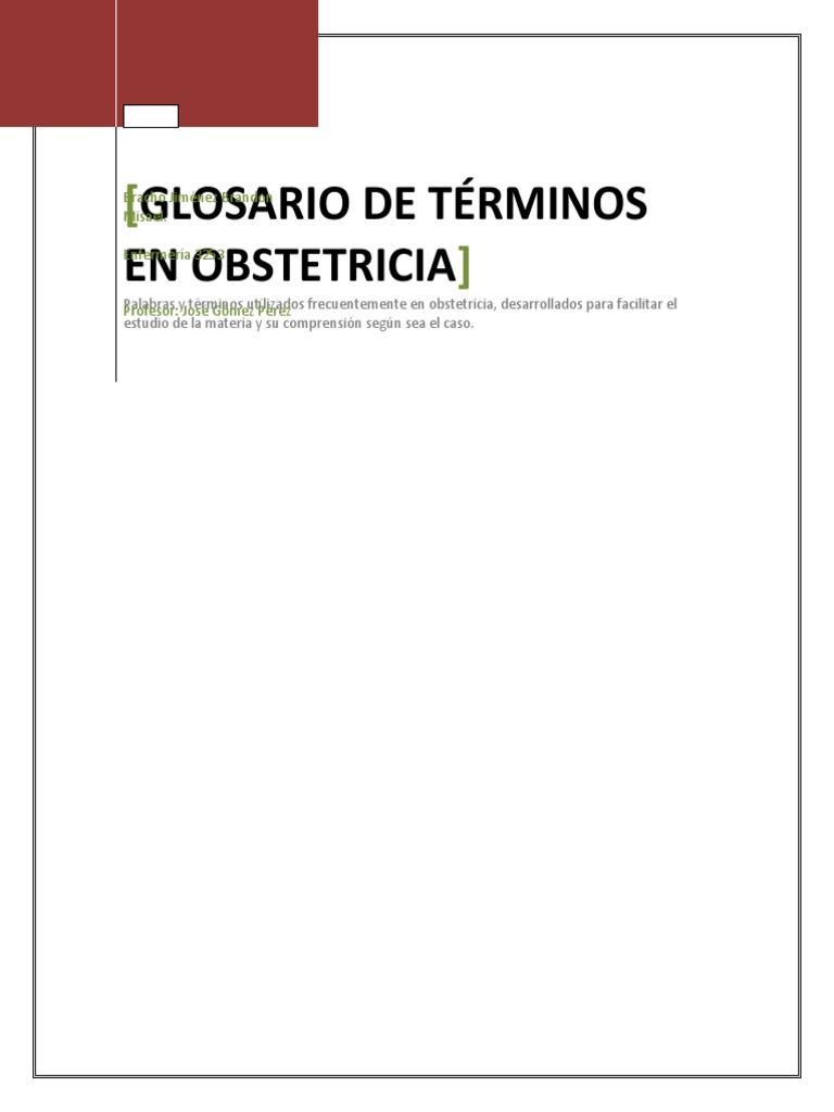Glosario de Terminos en Obstetricia | PDF | Parto | Edema