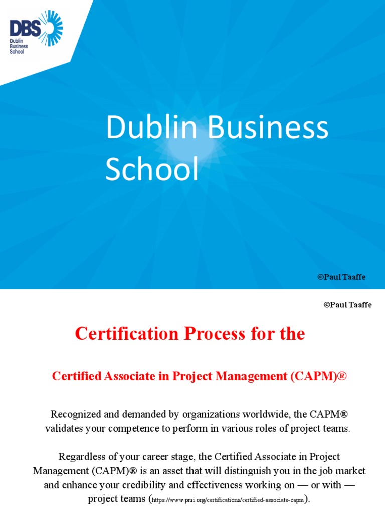 CAPM Certification Process | PDF | Project Management Professional ...