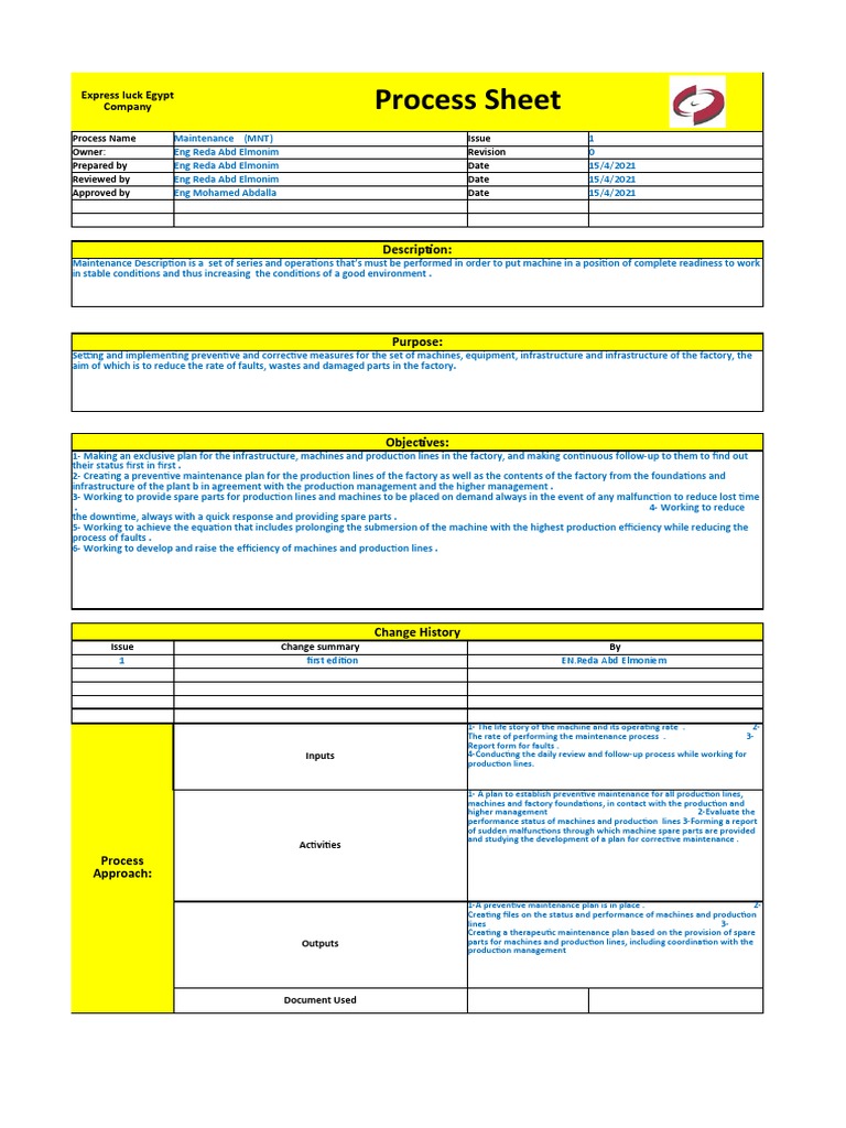 Process Sheet: Description | PDF | Systems Engineering | Business
