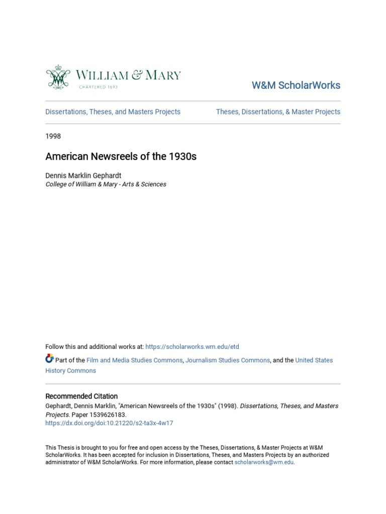 American Newsreels of The 1930s | PDF | Thesis | Movie Theater