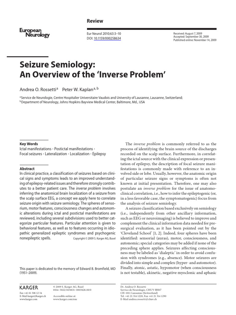 Seizure Semiology | PDF | Epilepsy | Frontal Lobe