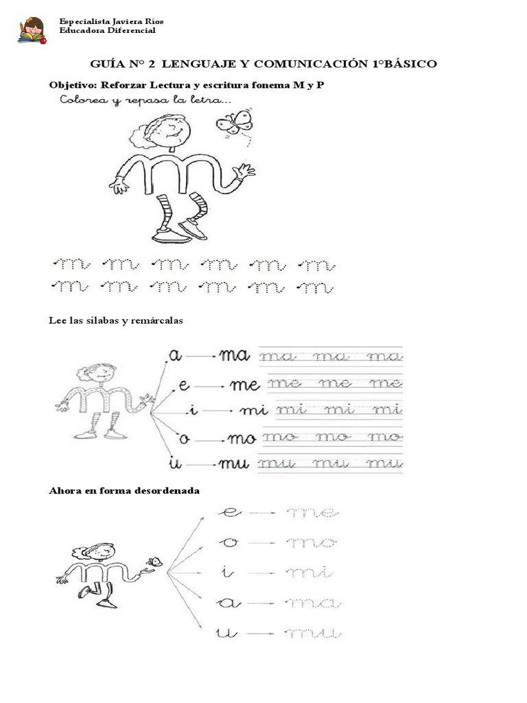 Guía #2 Lenguaje Fonema M 1° Básico | PDF