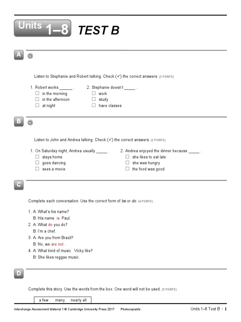 Test B: Units | PDF | Grammar | Linguistics