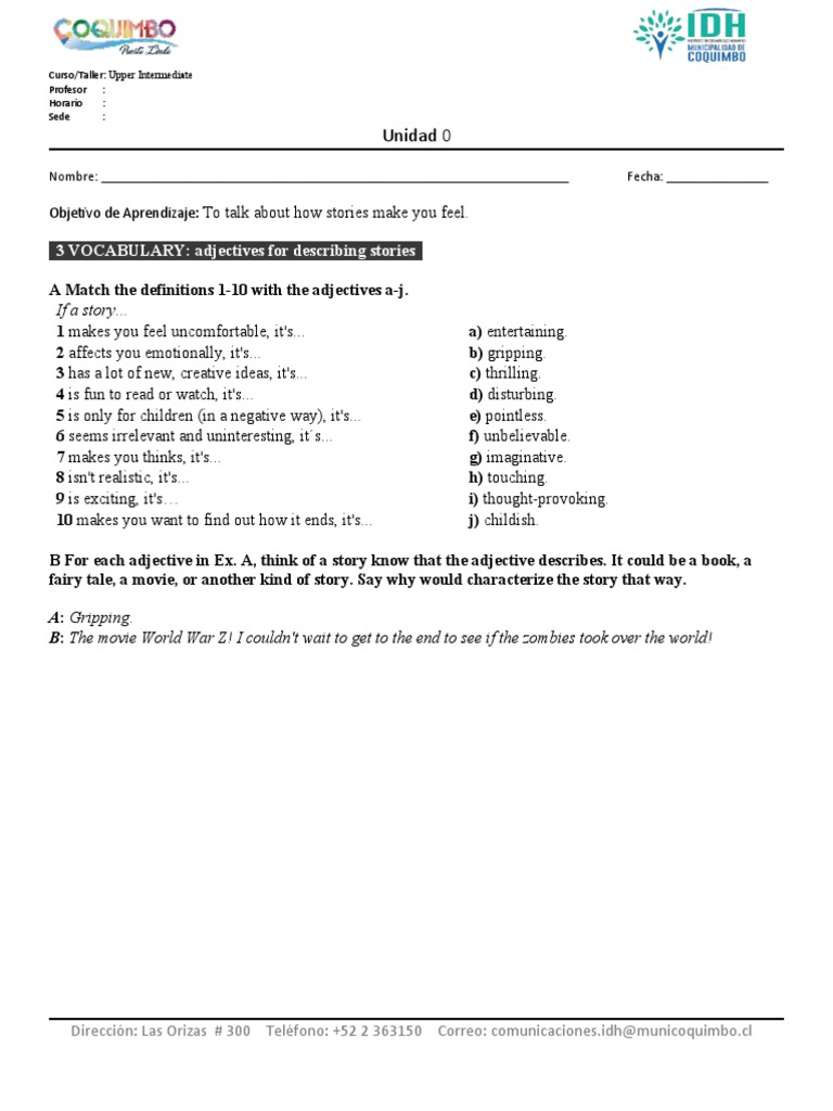 Unidad 0: To Talk About How Stories Make You Feel | Download Free PDF ...