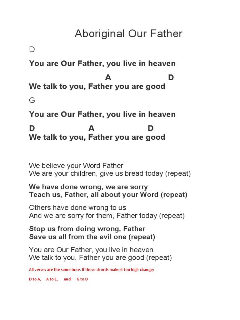 Aboriginal Our Father Chords | PDF