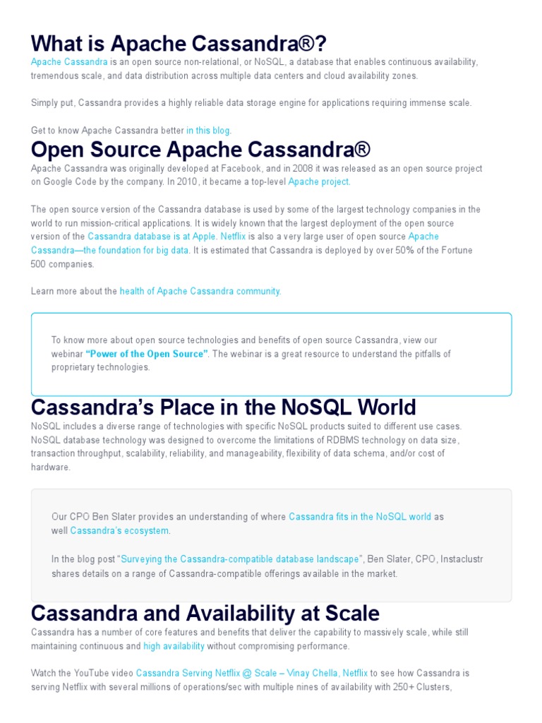 Apache Cassandra Database - Instaclustr | PDF | Apache Spark | No Sql