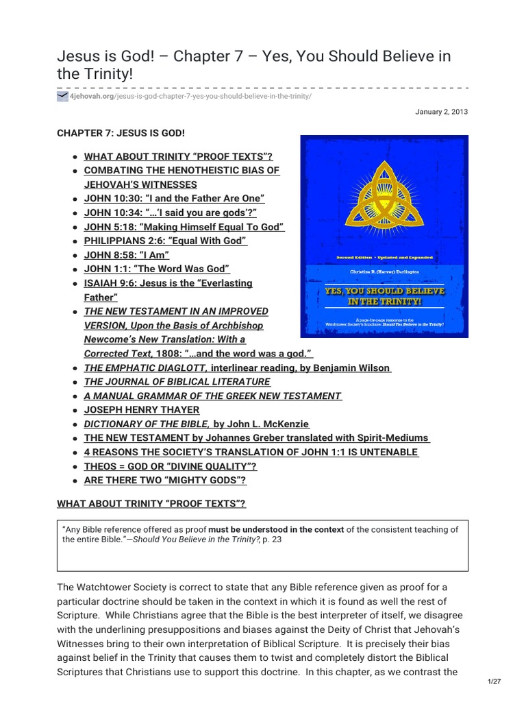 ¡YES, YOU SHOULD BELIEVE IN THE TRINITY (Ch. 7), Christina R ...