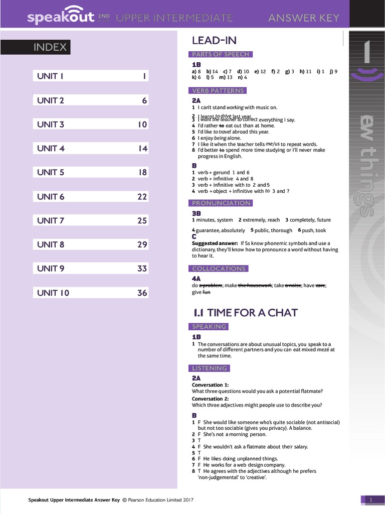 PDF Answer Key Index Upper Intermediate Compress | PDF