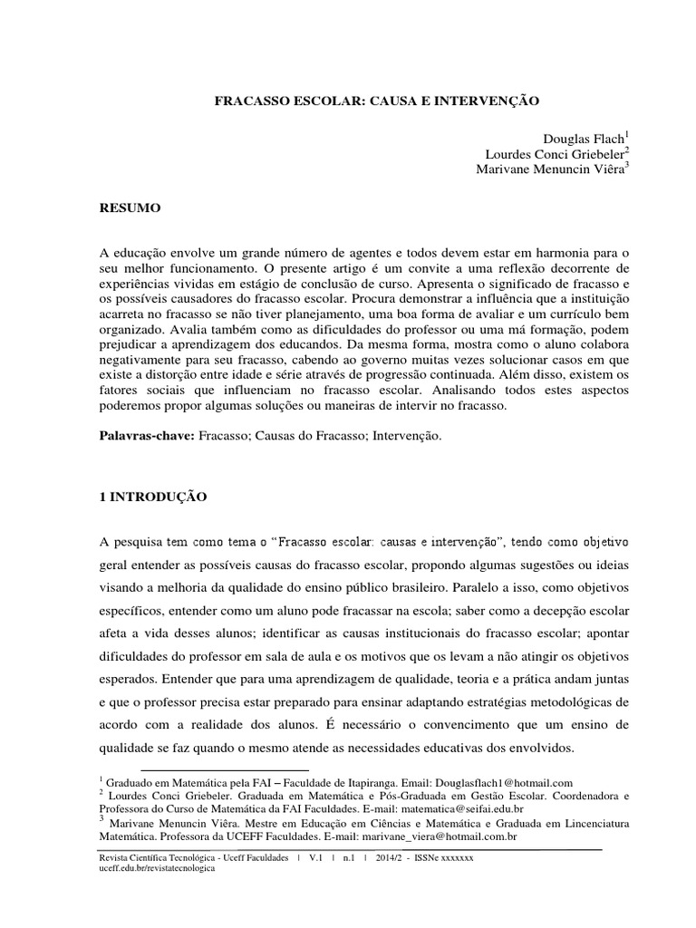 Fracasso Escolar: Causas e Soluções | PDF | Escolas | Aprendizado