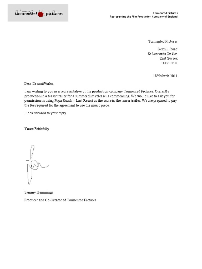 Letter To DreamWorks | PDF