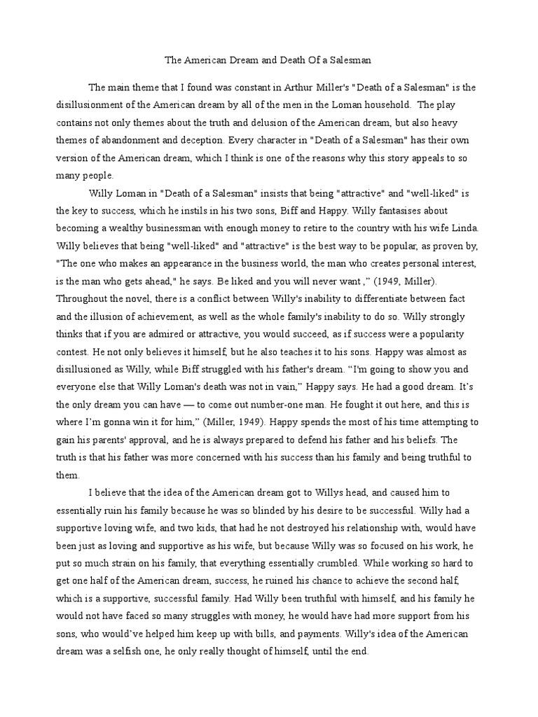Death of A Salesman - Theme | PDF