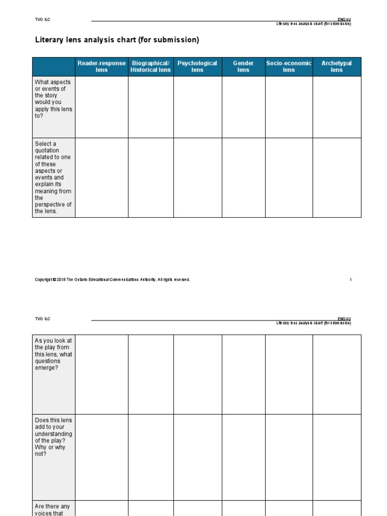 Eng4u 03 Literary Lens Chart | PDF
