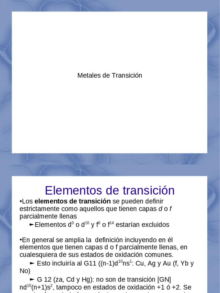 15 - Química de Metales de Transición | PDF | Titanio | Metales de ...