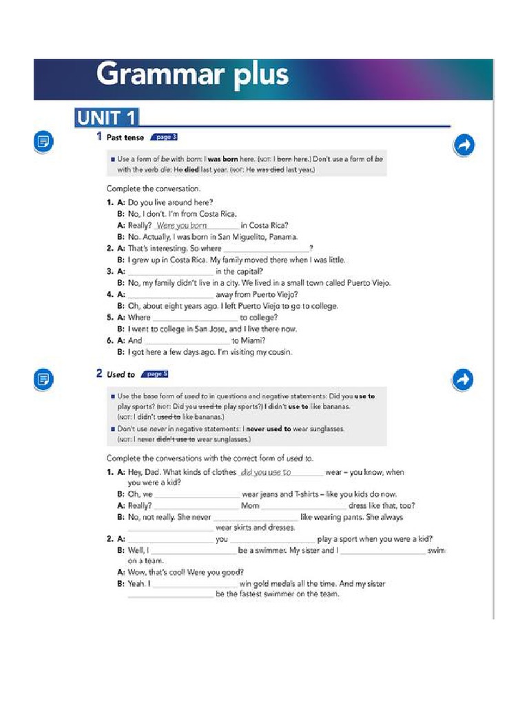 Grammar Plus - Unit 1 | PDF