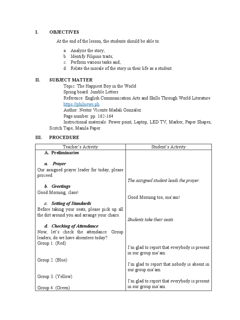 Lesson Plan in Macroskills | PDF